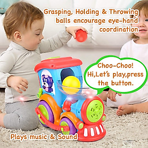 Kidpal Toddler Boy Toys Age 1-2, Baby Toy Train for 12-18 Months with 3 Balls, Light/ Chase/ Ball Popper/ Music Early Educational Toys for 1 2 3 Year Old Boys& Girls Christmas Birthday Gifts