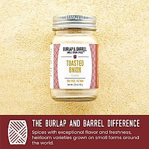 Burlap & Barrel Toasted Onion Powder – Rich, Savory-Sweet Flavor – Flavorful Onion Seasoning for Cooking – As Seen On Shark Tank - 2.9oz Glass Jar