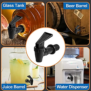 LifCratms 2Pcs BPA-Free Replacement Cooler Faucet, Black Plastic Water Spigot Spout Water Dispenser Tap Set, Reusable Water Crock Tap Water Beverage Lever Pour Dispenser Valve