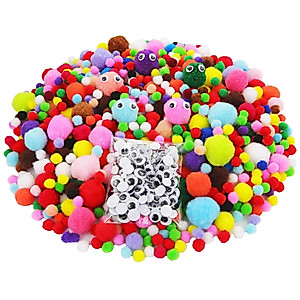 862 Pieces Kids Art & Craft Supplies Set DIY Activities & Parties Pipe Cleaners Craft Set 200 Pcs Pipe Cleaners 454 Pcs Pom Poms 208 Pcs Wiggle Eyes Self Adhesive1