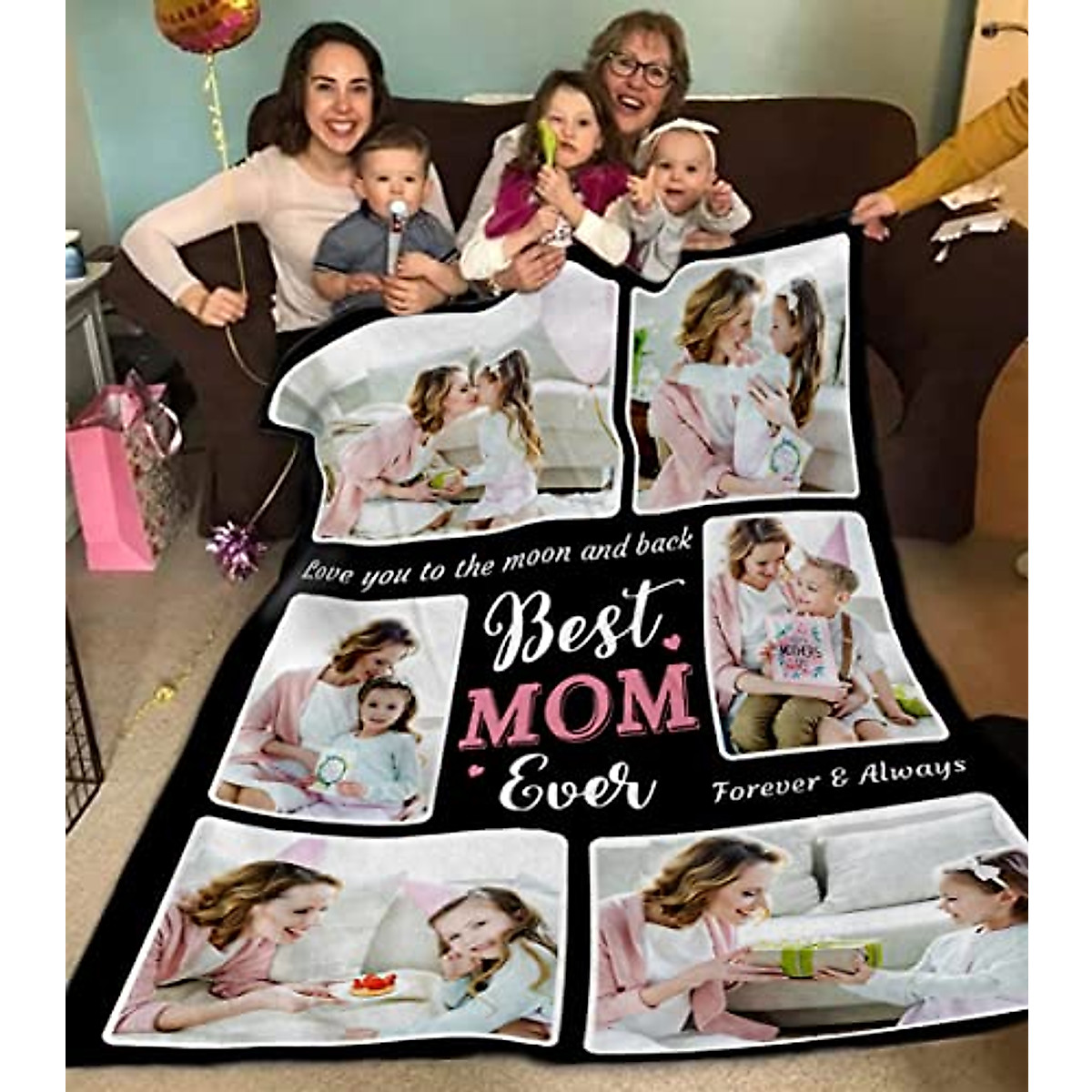 Custom Blanket Personalized Mother Gift for Mom from Daughter, Customized Blankets with Photos Soft Throw Blanket for Her
