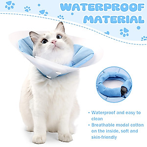IKIPUKO Cat Cone Collar Soft Adjustable Recovery Pet E-Collar After Surgery, Lightweight Waterproof Kitten Cones, Protective Neck Cones for Small Dogs to Stop Licking Wounds, Blue, M