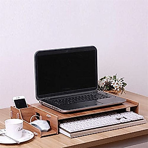 ROLTIN Wooden Computer Monitor Stand Riser Desktop Storage Shelf Laptop Stand Organizer Monitor Holder for Home Office Supplies