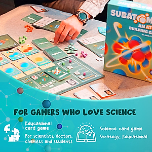 Subatomic: an Atom Building Game (2nd Edition) | A Chemistry Game About Elements, Protons, Neutrons, and Electrons | Educational Science Board Games for Teens, Adults, Classrooms, Schools, and Family