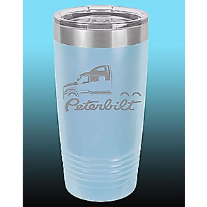 Peterbilt 587 Semi Truck 20oz Stainless Steel Tumbler w/Clear Lid ltblue