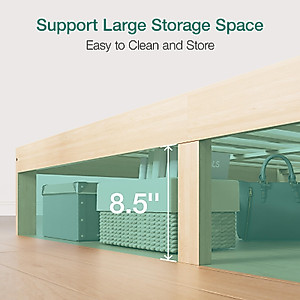 Novilla Full Size Bed Frame Wood Full Bed Frame with Headboard, Full Size Bed Frame with Headboard Solid Wood Bed Frame Foundation with 8.5 Inch Space Underneath, No Box Spring Needed, Easy Assembly