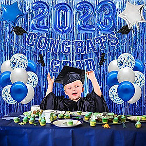 Graduation Party Decorations 2023 Blue and White Congrats Grad Banner Graduation Decorations Class of 2023 Graduation Party Decorations 2023 Blue and Silver