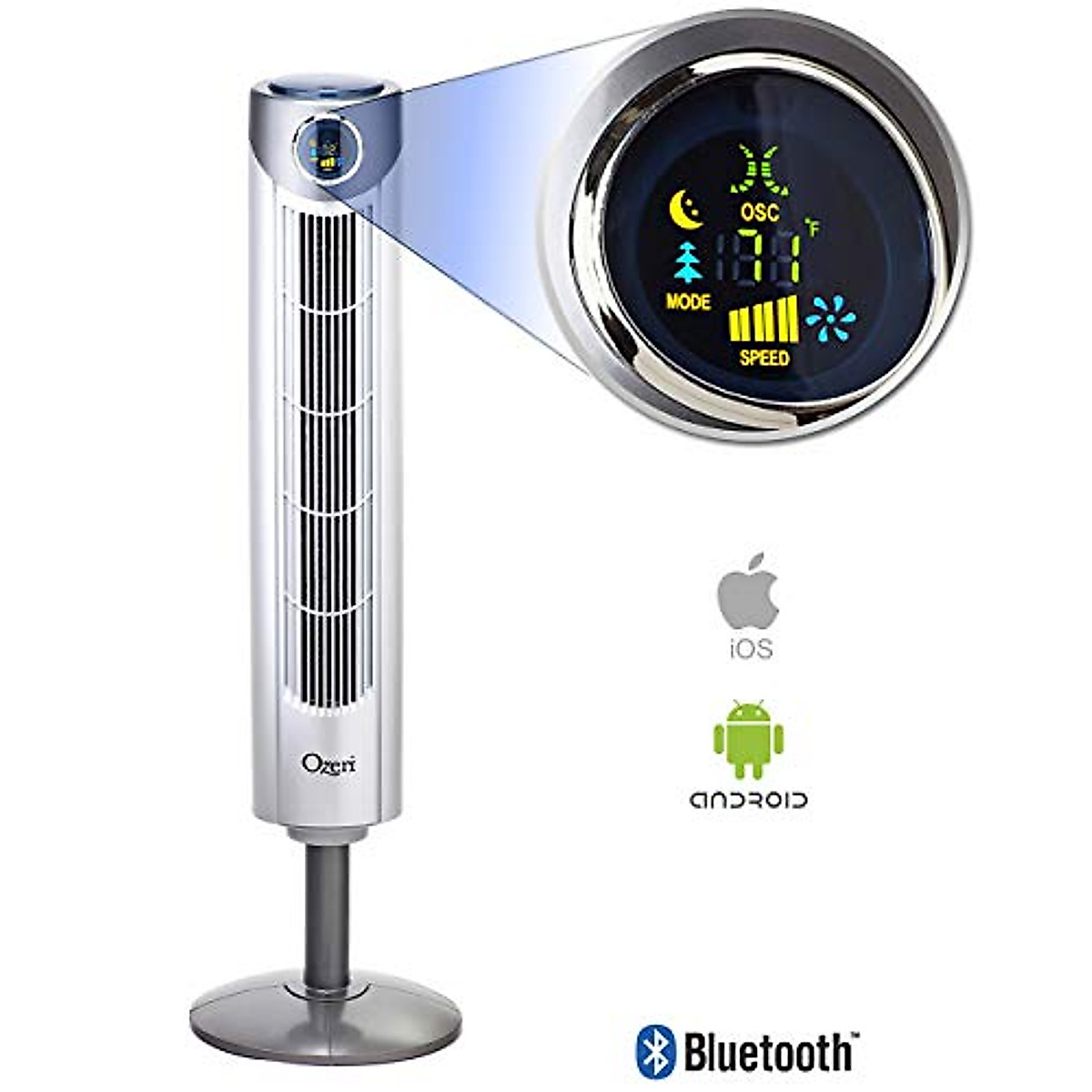 Ozeri Ultra 42” Oscillating Tower Fan, with Bluetooth and Noise Reduction Technology