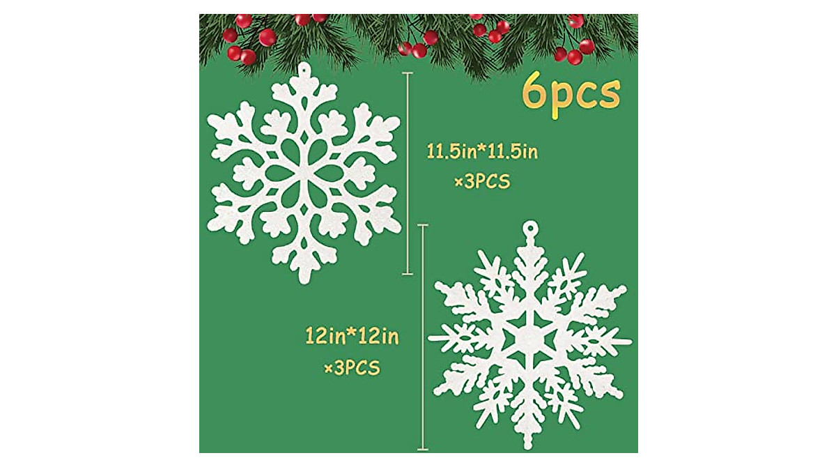 Buy 6 Large White Snowflake Ornaments for Christmas