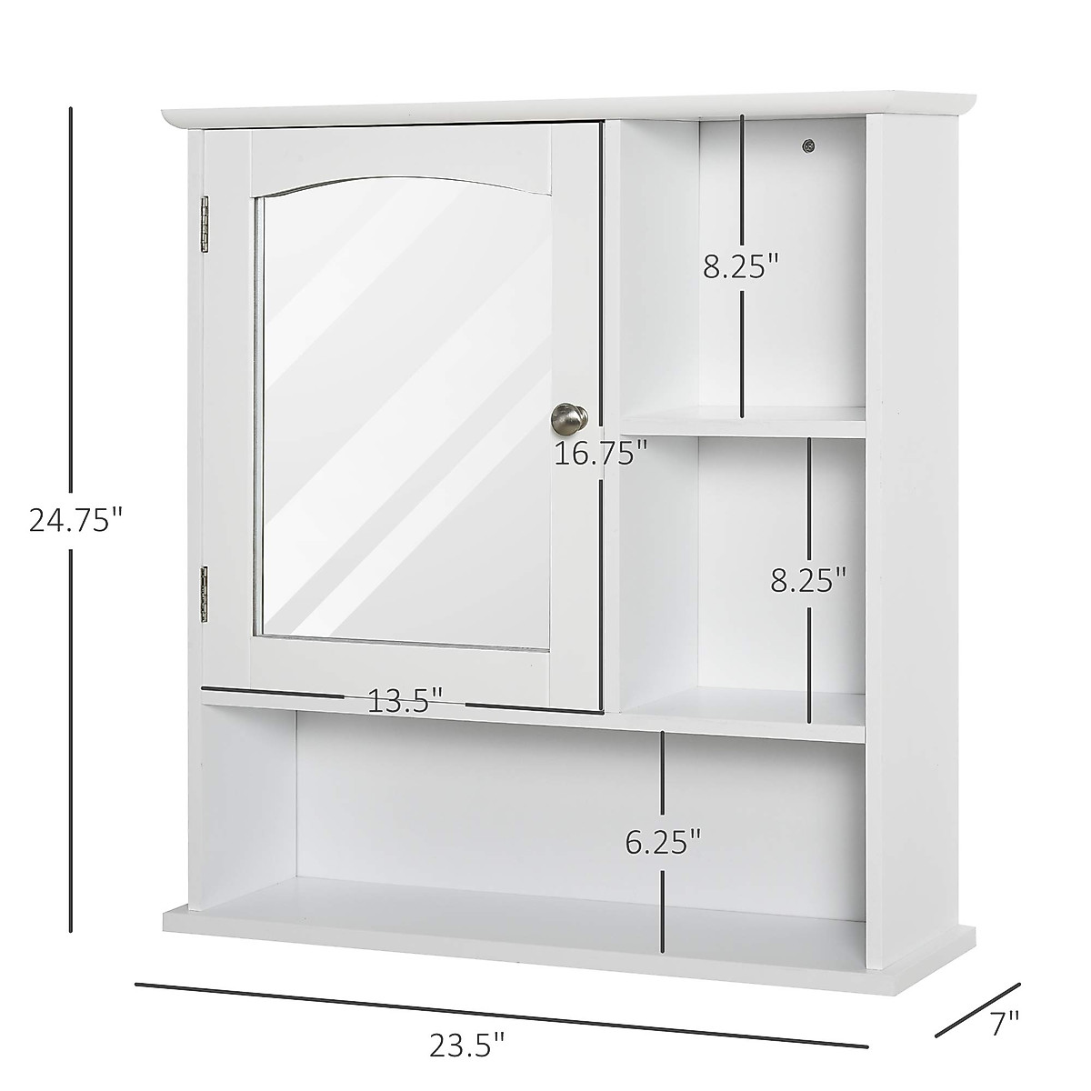 kleankin Bathroom Medicine Cabinet with Mirror, Wall-Mounted Bathroom Cabinet with Adjustable Shelf for Living Room and Laundry Room, White