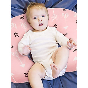 BROLEX Stretchy Nursing Pillow Covers 2 Pack Nursing Pillow Slipcovers for Breastfeeding Moms,Ultra Soft Snug Fits On Infant Nursing Pillow,Pink & White Arrow