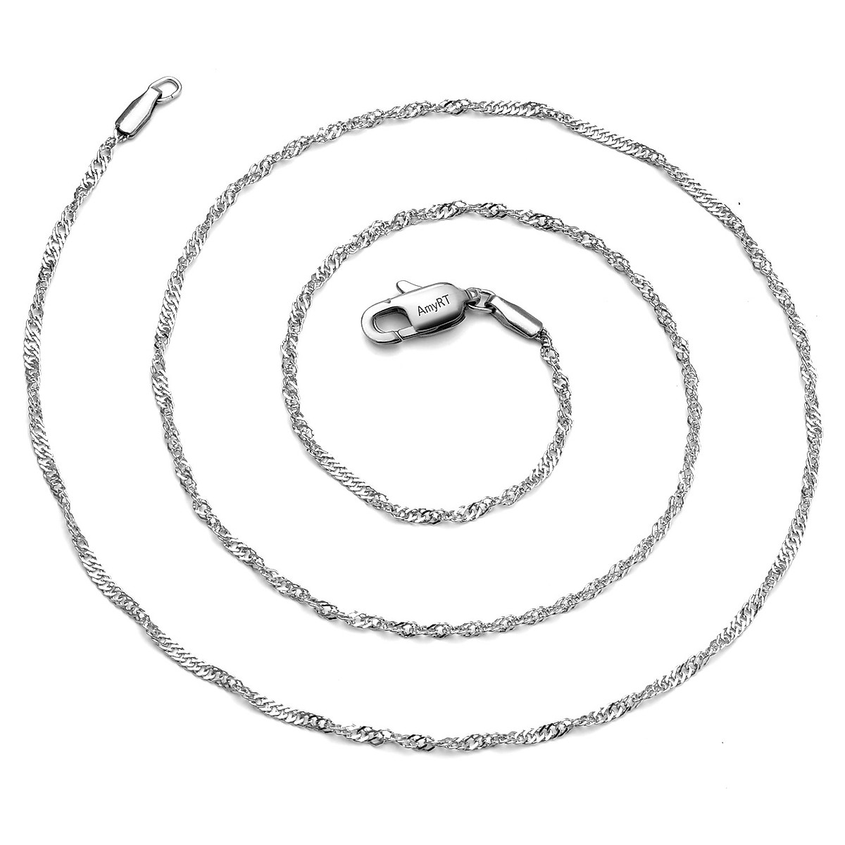 AmyRT Jewelry 2mm Titanium Steel Silver Singapore Chain Necklaces for Women 20 in