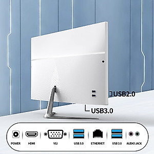 All-in-One Desktop Computer 24" FHD, N5095 8GB RAM, 512GB SSD, Intel Quad-Core, Wired Keyboard & Mouse, RGB Speaker, White (N5095/8G/512G)