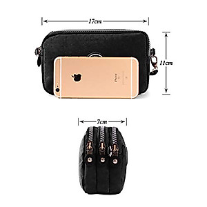 Valexbia Cell Phone Purse 3 Layers Zipper Handbag Nylon Crossbody Shoulder Bags Phone Pouch Case Wrist Bag