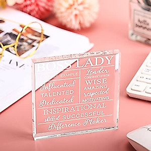Yalikop Gifts for Women Acrylic Desk Boss Lady Office Decor Inspirational Quotes Boss Appreciation Keepsake And Paperweight for Birthday Christmas Gift(White, Classic Style)