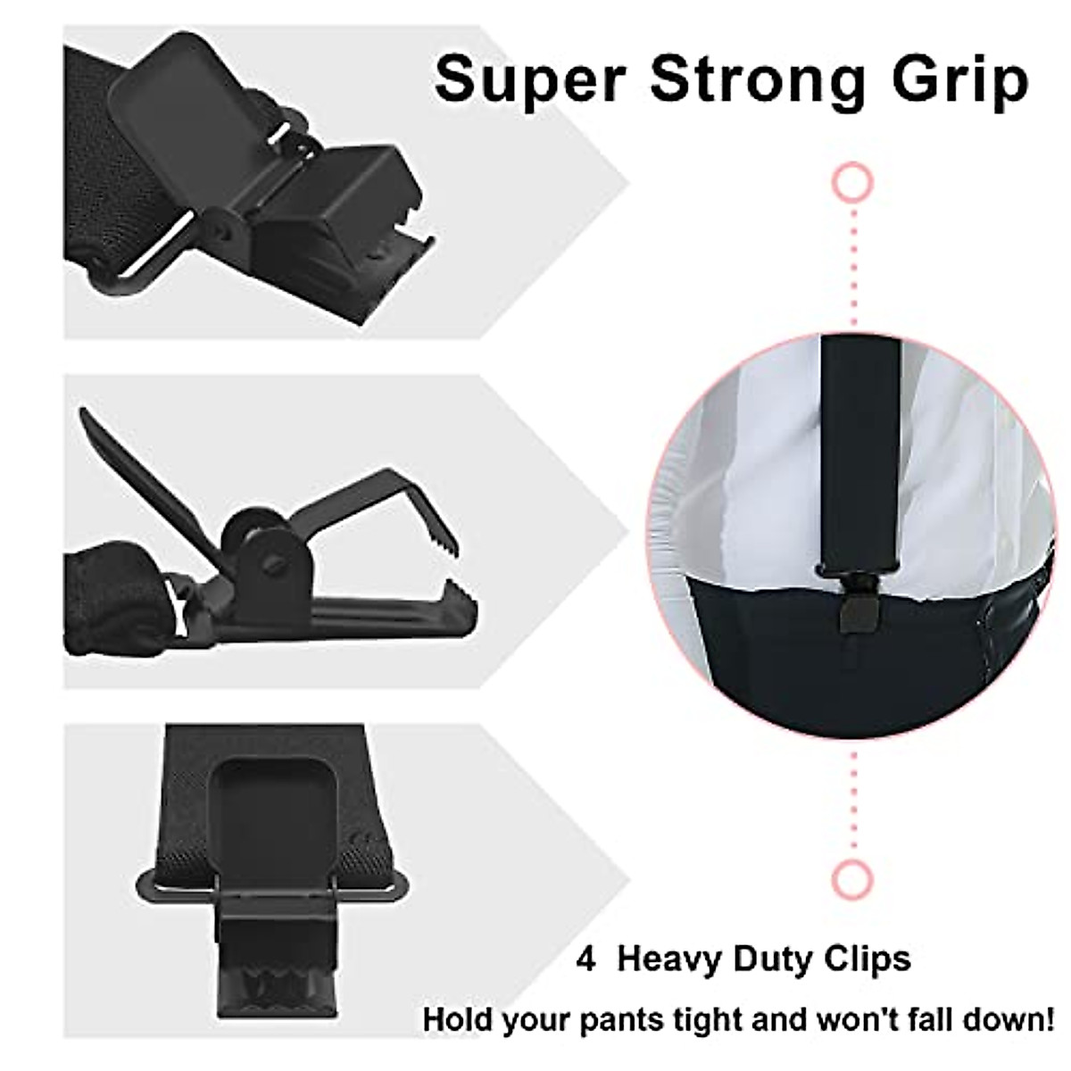 KRICJYH Black Suspenders for Men Heavy Duty Big and Tall Clips Wide X-back Adjustable Braces Formal Utility Work Suspenders