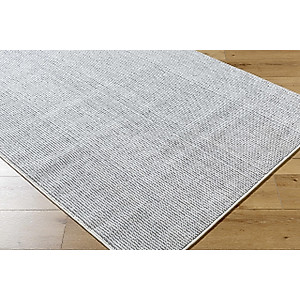 Hauteloom Mayes Living Room, Bedroom Area Rug - Farmhouse Solid Bubble Weave Carpet - Gray, White - 6'7" x 9'
