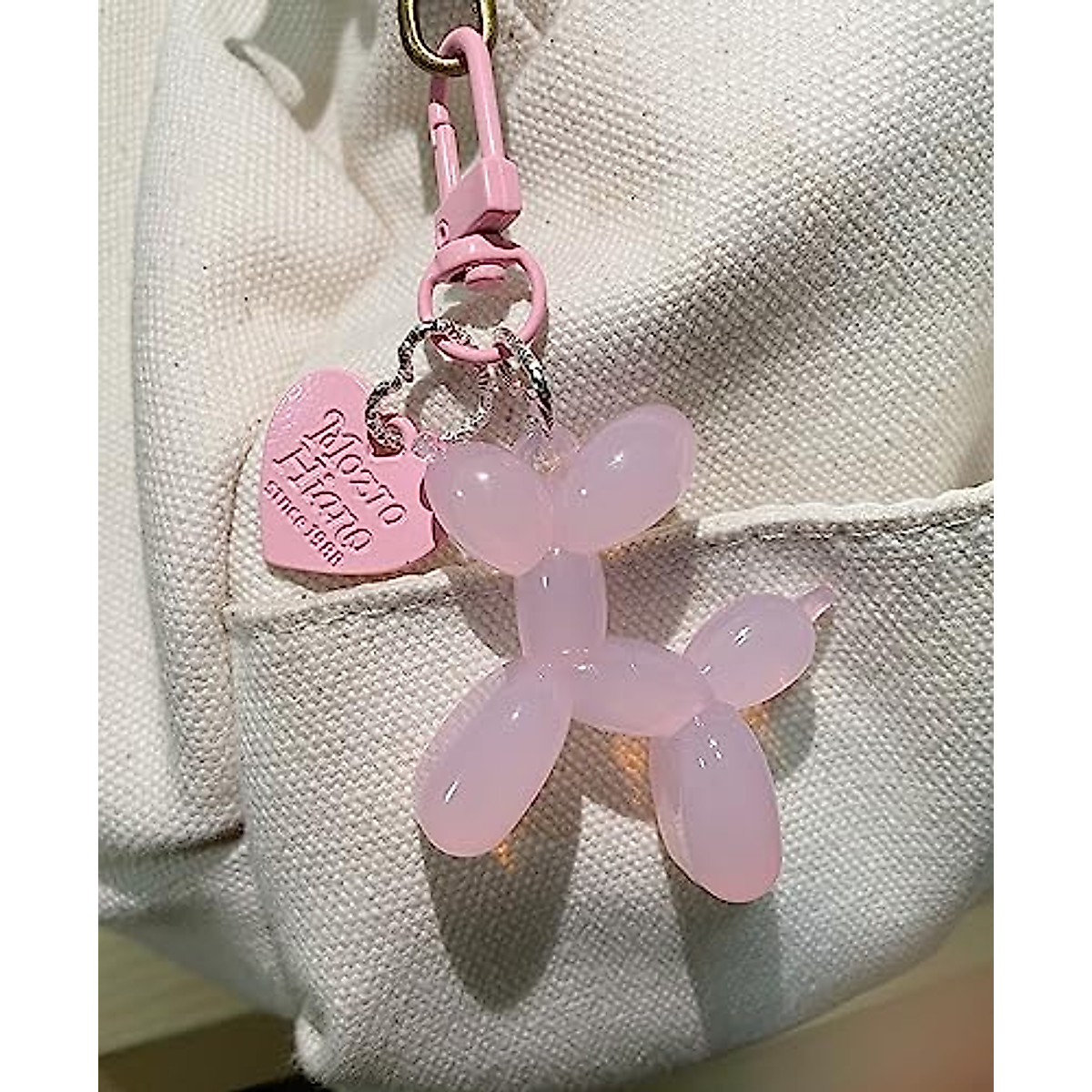 LAEKOU Jelly Balloon Dog Design Keychain for Women, Cute Light Pink Girls Key Chain, Key Chains Accessories for Car Keys