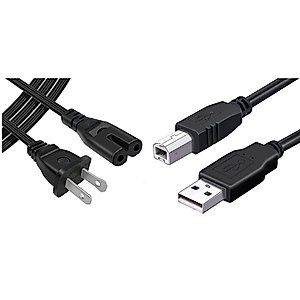 eCool4U 10ft Printer USB Cable + 10ft AC Power Cord for HP OfficeJet 6000 7000 8600 e-Printer