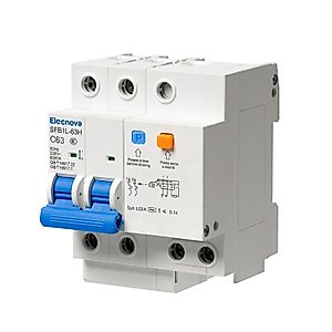 Elecnova 6-63A Miniature Circuit Breaker, 2Pole+N AC 63 Amp 230V, DIN-Rail Mounted MCB, Circuit Leakag, Overload, Short-Circuit Trip, 110V / 120V Available