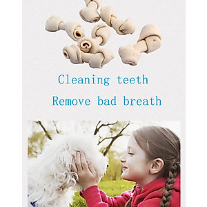 FANSUSENKE 60 Count Rawhide Knot Bones Dog Bulk Treats Chews Natural Rawhide Healthy Dog Teeth 2.5" (Natural)