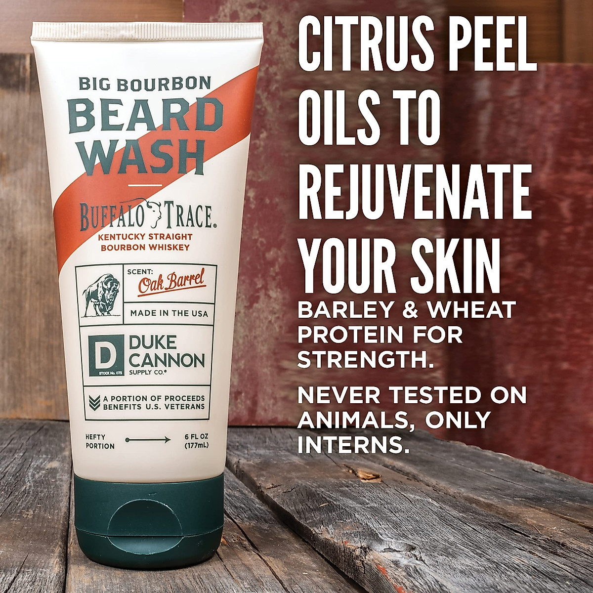 Duke Cannon Supply Co. Big Bourbon Beard Care Collection Gift Bundle (3 Piece Set) - Beard Wash, Balm and Oil (Oak Barrel Scent)