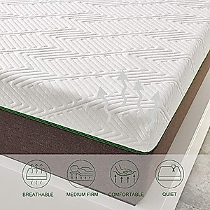 IYEE NATURE King Size Mattress, 14 Inch Cooling-Gel Memory Foam Mattress Bed in a Box, 80”*76”*14”, CertiPUR-US Certified, Medium Firm, Grey - King