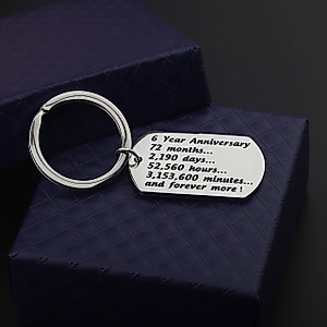 BEKECH Wedding Anniversary Keychain Happy 2rd 6th 7th Anniversary Keyring Gift Wedding Anniversary Keepsake for Him Her Anniversary Jewelry(silver 6year)
