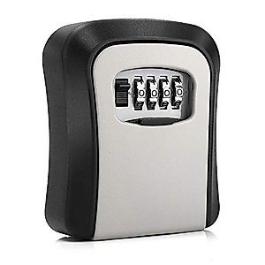 Key Lock Box, Combination Lock Box Wall Mounted Waterproof Key Storage Lock Box for Outdoor & Indoor 5 Keys Capacity Re-Settable Code