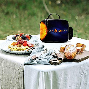 Aeoiba Solar System Planets Arround Sun Universe Space Lunch Box with Padded Liner, Spacious Insulated Lunch Bag, Durable Thermal Lunch Cooler Pack for Boys Men Women Girls Adults