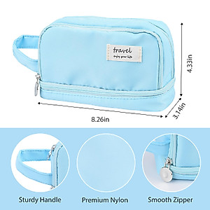 BARUHARI Large Capacity Pencil Case, Pen Bag, Stationery Storage Kit, Multiple Compartments, Office Travel Pouch, Arts and Crafts Supplies Organizer (DARK BLUE)