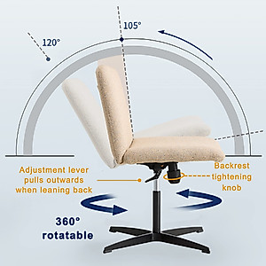 HomVent Swivel Chair Furry Fabric Office Chair with Thick Padded Seat L Shape Desk Chair for Bedroom,Study Room,Living Room