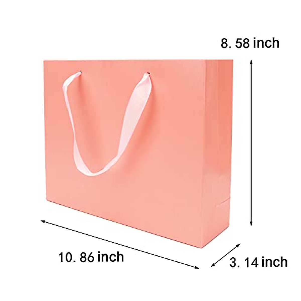 Dasofine Pink Gift Bags, 12pcs 10.86'' × 3.14'' × 8.5'' Small Paper Bags with Handle, Party Favor Gift Bags, Shopping Bags Bulk Crafts Retail Goodies Bags