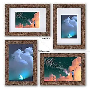 Shadow Box Frame, 4 Pack Picture Frame Set, Wall Picture Frame, Farmhouse Wood Rustic Picture Frames with Tempered Glass Gallery Wall Tabletop Display (5X7 Mat 3.5X5, Brown)