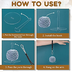Molain Wrist Yarn Holder, Acrylic Yarn Ball Minder Stand with Wrist Strap Portable Yarn Minder Prevent Tangling Yarn Storage for Knitting Crocheting Craft Lover(Clear)