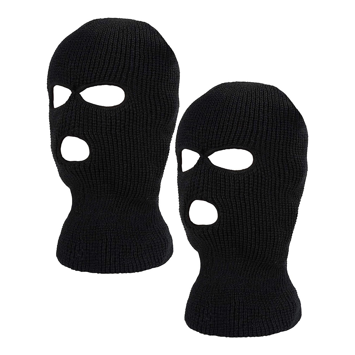 2 Pieces Knitted Full Face Cover 3-Hole Ski Mask Winter Balaclava Face Mask (Black)