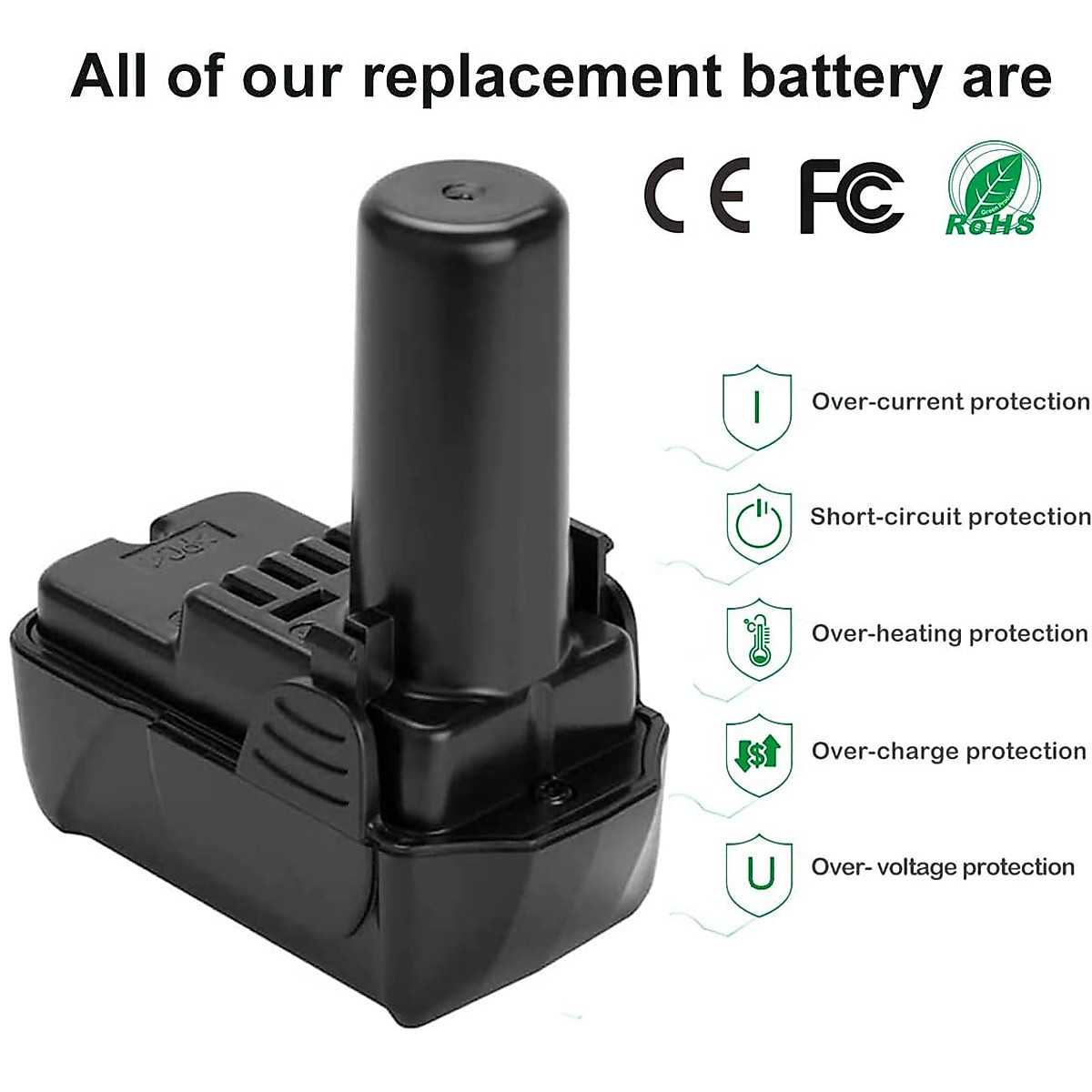 2Pack 3.5Ah Battery for Hitachi 10.8V-12V Li-ion BCL1015 Battery BCL1015 BCL1015S 331065 329369 329370 329371 329389