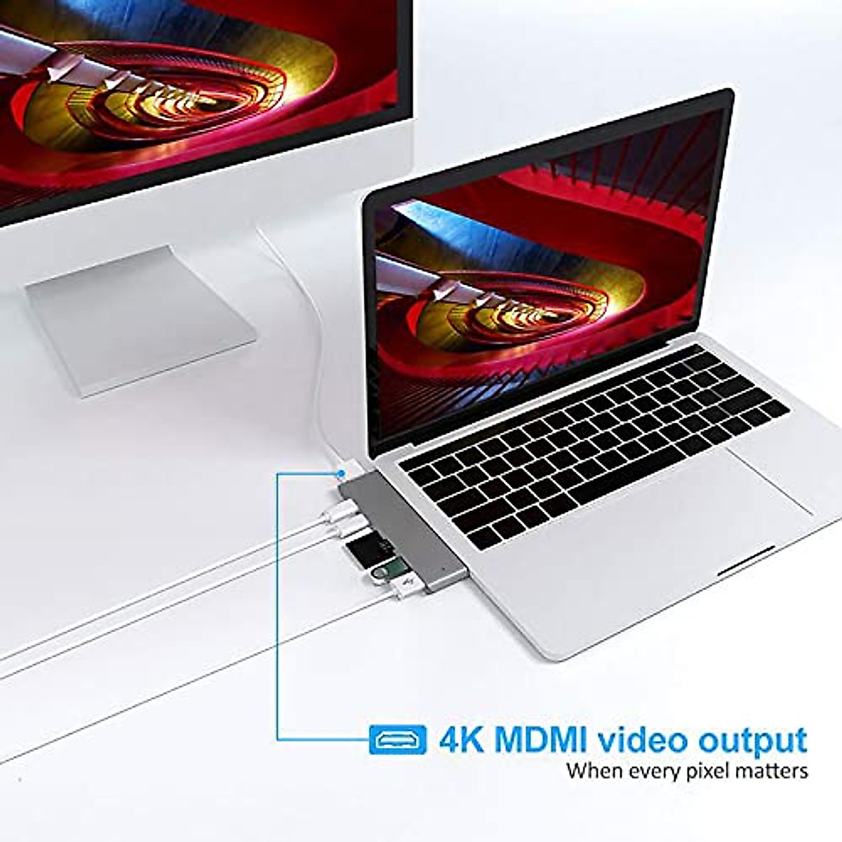 VikTck USB C Adapter for MacBook Pro 2020-2016,MacBook Air 2020-2018 with 4K@60HZ HDMI,2 USB 3.0 Ports,SD/TF Card Reader,USB-C 100W PD and Thunderbolt 3 MacBook Docking Station