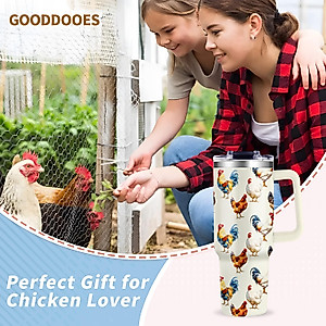 Gooddooes Chicken Lady Gifts,40oz Womens Tumbler with Handle,Chicken Lady Tumbler,Funny Chickens Cups Gift for Chickens Lovers Mom Women Wife Gifts for Mothers Day Birthday Christmas Valentines