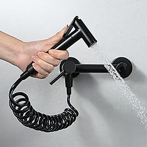 MINJING Wall Mounted Bidet Sprayer Kit for Toilet Black Bathroom Toilet Bidet Mixer Spray Kit Hand Held Sprayer Toilet for Pet Bath/Personal Hygiene