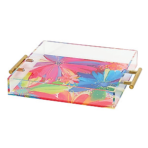 Enesco Izzy and Oliver EttaVee Jessi's Garden Decorative Coffee Table Serving Tray, 2 Inches, Multicolor