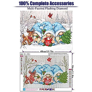 cupmod Christmas Diamond Painting Kits for Adults,Gnome Diamond Art Kits for Adults,5D DIY Full Drill Xmas Gnome Diamond Dots Kits Crystal Rainstone Gem Art for Home Wall Decor 12x16inch