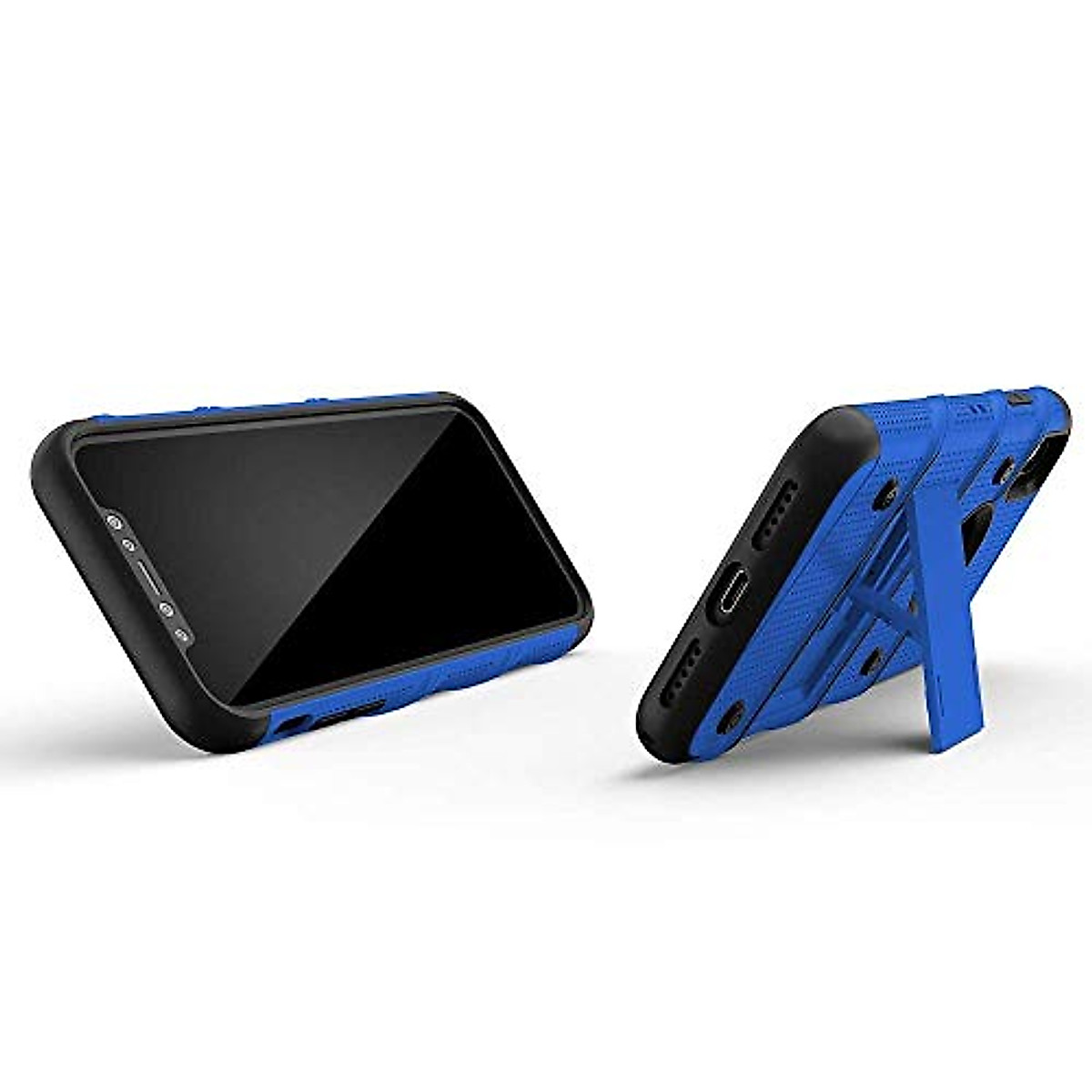 Zizo Bolt Series Compatible with iPhone X Case Military Grade Drop Tested with Screen Protector, Kickstand and Holster iPhone Xs Blue Black