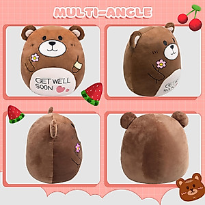 AmyToo 14.5“ Get Will Soon Teddy Bear Plush Pillow Soft Teddy Bear Stuffed Animal Body Pillow Home Decoration Gifts for Kids Girls and Boys After Surgery