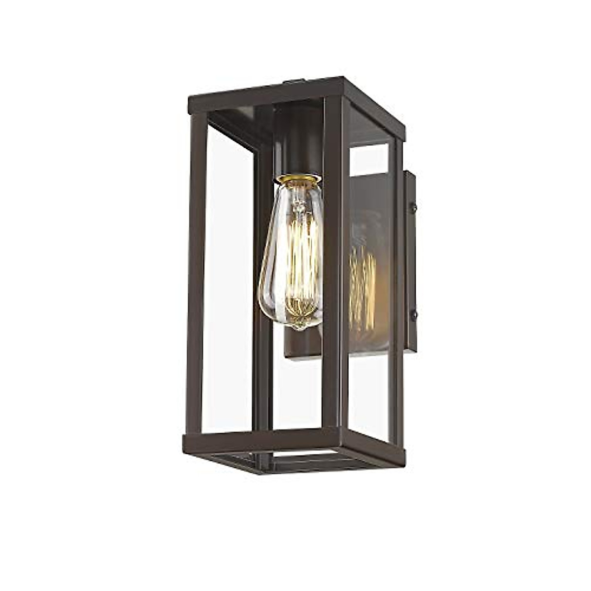 Odeums Outdoor Wall Lantern, Exterior Wall Mount Lights, Outdoor Wall Sconces, Wall Lighting Fixture in Oil Rubbed Finish with Clear Glass (Oil Rubbed Bronze-Wall Light, 2 Pack)