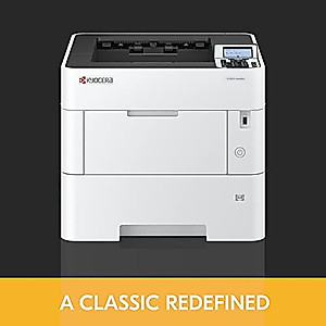 Kyocera ECOSYS PA6000x Monochrome Laser Printer, 62 ppm, 600 x 600 dpi and Up to Fine 1200 dpi, 600 Sheet Tray, 100 Sheet MPT, Duplex, 5 Line LCD w/Hard Key Panel, Gigabit Ethernet, USB, 512 MB