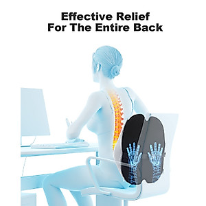 Foamula Vibrating Lumbar Support Pillow, Back Support Pillow with Vibrating Motors for Back Pain Relief, Ergonomic Design with Adjustable Strap for Home Office Chair, Gaming Chair, Car Seat, Plane