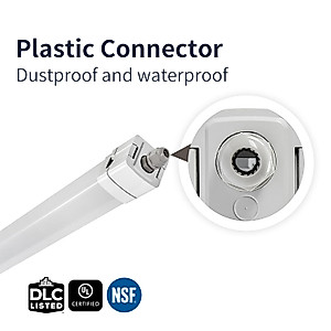 LEDONE 4FT LED Tri Proof Vapor Tight Light, 0-10V Dimmable, 30W/40W/50W Selectable 3500K/4000K/5000K, IP65 Waterproof Outdoor Tri Proof Light, UL DLC NSF Listed, 4PK