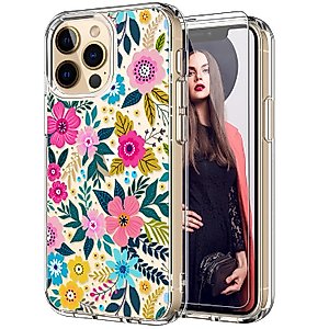 ICEDIO for iPhone 13 Pro Case with Screen Protector,Slim Fit Crystal Clear Cover with Fashionable Designs for Girls Women,Protective Phone Case for iPhone 13 Pro 6.1" Cute Colorful Blooming Floral