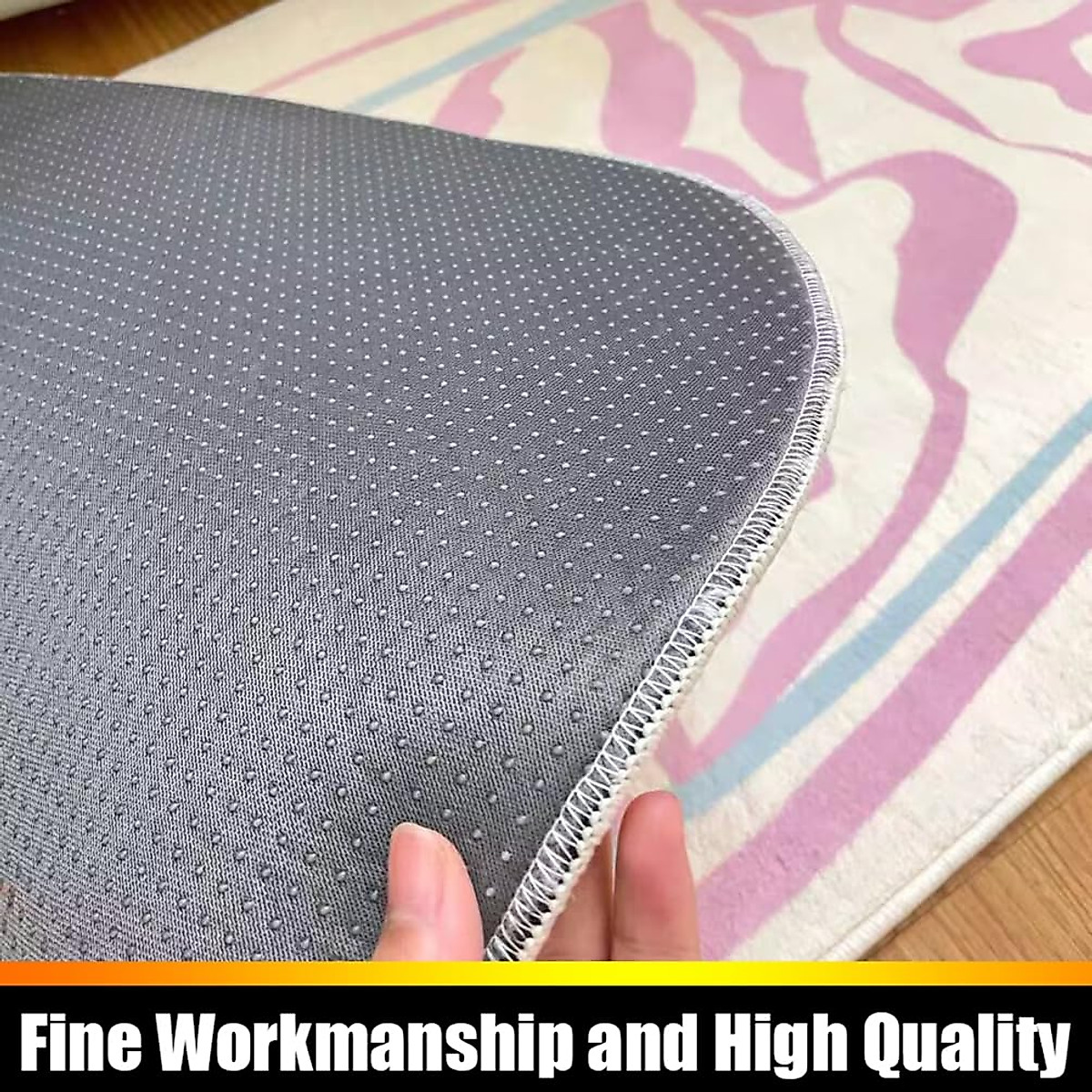 NIOKIT Modern Luxury Area Rug Non Slip Washable Thick Plush Throw Runner Rugs for Kids Bedroom,Living Room,Cute Heart-Shaped Hallway Floor Mats Low Pile Soft Irregular Bedside Carpet 2.6 x 6.6 Feet